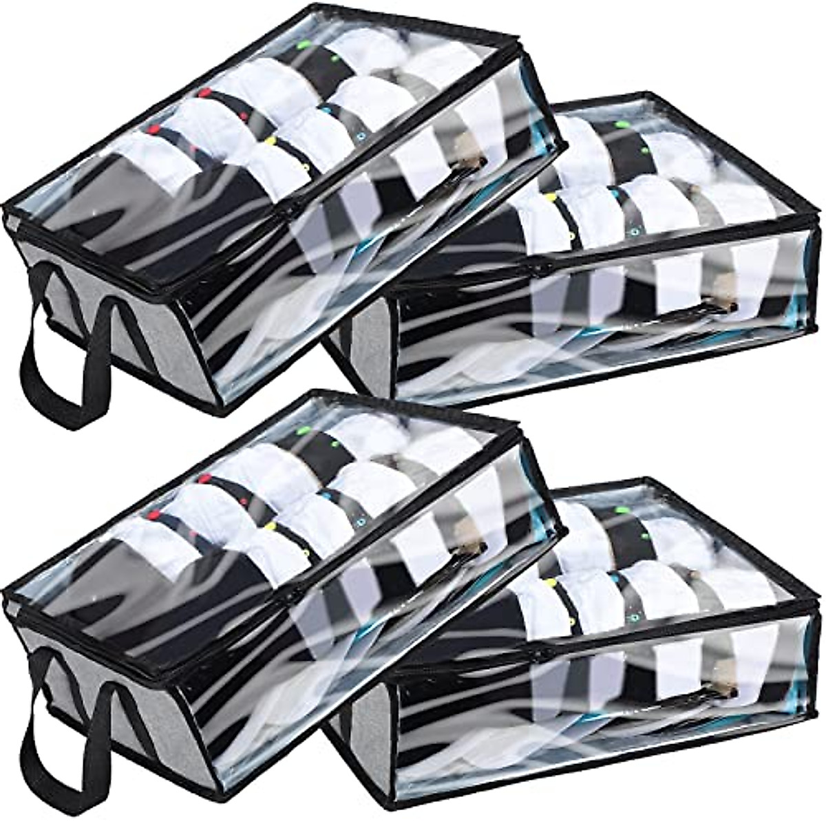 4 Pcs Baseball Hat Organizer for Baseball Caps Wide Hat Storage Holds up to Total 200 Caps Hat Holder Hat Case Hat Boxes for Men Women Hat Rack Hat Bag Container for Closet Home Travel Display, Gray