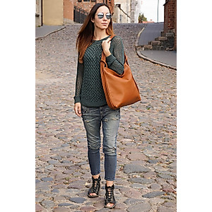 TimeStoryBag Women Leather Backpack/Purse- Handmade Convertible Hobo Shoulder Bag from Genuine Leather Cognac