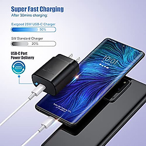 USB C Wall Charger, Excgood 25W Super Fast Charging Wall Charger Compatible for Galaxy S23 Ultra S22 S21 FE S20 A53 A23 A14 Z Flip4 Fold4 3, Note, Pixel 6 Pro 7 and More Type C Devices (2Pack)