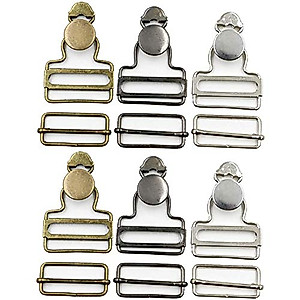 6 Sets Overall Buckles Metal Suspender Replacement Buckles with Rectangle Buckle Slider and No-Sew Buttons for Overalls Bib Pants Trousers Jeans (38 MM)