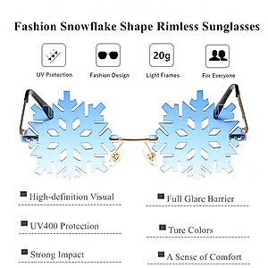 LASPOR Novelty Snowflake Shape Sunglasses for Women Men Halloween Christmas Party Glasses Prom Accessories (Blue gradient)