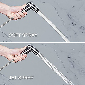 Sink Faucet Hose Sprayer Attachment, Handheld Bidet Toilet Sprayer, 8 Adapters, Dual Function Faucet Sprayer Rinser, Bathroom Shower Head, Baby Cloth Diaper for Feminine Hygiene, Bathing Pets, Chrome