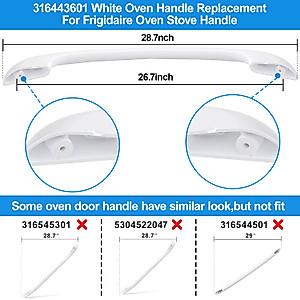 Upgraded 316443601 Oven Door Handle Replacement Compatible with Frigidaire Kenmore Electrolux Electric Range Oven Stove Come with 2 Pack 316433300 Range Oven Door Handle Screws