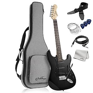 Ashthorpe 39-Inch Electric Guitar (White-White), Full-Size Guitar Kit with Padded Gig Bag, Tremolo Bar, Strap, Strings, Cable, Cloth, Picks