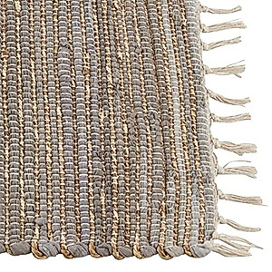 Fennco Styles Chindi Cotton Jute Placemats with Fringe 14 x 20 Inch, Set of 4 - Blue-Grey Table Mats for Home, Dining Room, Banquets, Family Gathering and Special Occasion