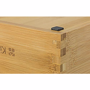 KitchenEdge Adjustable Kitchen Drawer Organizer for Utensils and Junk, Expandable to 28 Inches Wide, 9 Compartments, 100% Bamboo