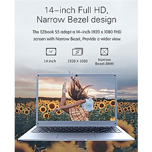 【MS 2019 Office/12GB 】 Jumper Laptop 14 Inch FHD Screen Notebook Celeron N4020（Quad core） Ultrabook 8GB RAM/256GB Dual Band WiFi Computer Lightweight and Portable (8G+256GB)