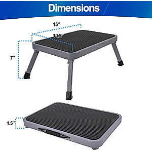Metal Step Stool - Portable Folding Foot Stool - Non-Slip, Compact, 330lbs Capacity, Heavy Duty One Step Ladder for Kitchen (Black)