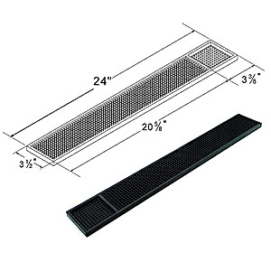 BARsics Rubber Bar Service Mat for Counter Top 24" x 3.5" (Black 3-Pack)