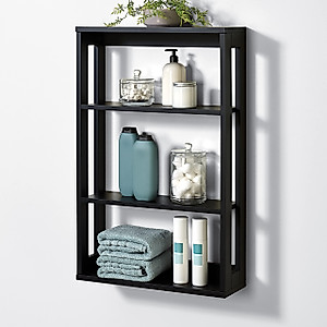 Zenna Home Wall Shelf, Black 4-Tier Organizer – Space-Saving Wall-Mounted Storage with Open Shelves for Towels, Toiletries, or Kitchen Essentials, Ideal for Bathroom, Kitchen, or Small Areas
