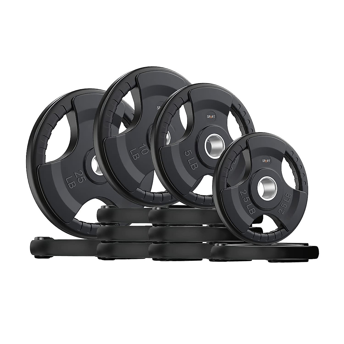 SPART Weight Plate 2-Inch Rubber Coated Olympic Grip Plate for Barbell,Solid Cast Iron Weight Plates in Pairs or Single for Strength Training,Weightlifting,Crossfit,Home Gym, 115LB Combo