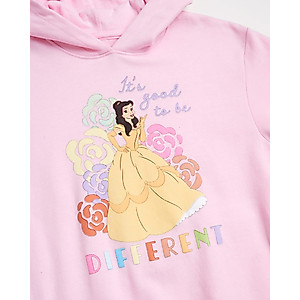 Disney Girls' Princess Sweatshirt – Frozen Elsa Anna, Cinderella, Belle, Moana Pullover Hoodie (2T-7), Size 4T, Belle Pink