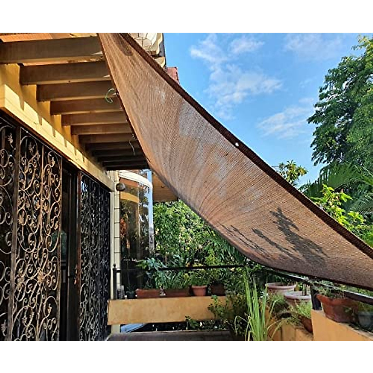 Abrotain Outdoor Shade Sail Shade Cloth Privacy Screen 6'6"x9'9" Pergola Shade Cover Garden Patio Shade Fabric Sunshade Mesh Shade Sail Blinds with Grommets for Patio Pergola Backyard Gazebo Cover