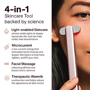 Solawave 4-in-1 Facial Wand | Red Light Therapy for Face and Neck | Microcurrent Facial Device for Anti-Aging | Skin Tightening Machine | Face Massager | Facial Wand (Rose Gold)