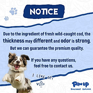 PAWUP Dog Treats, Cod Skins Dog Treat with Taurine, One-Ingredient Grain-Free Chew Fish Skin Rolls Rich in Omega3, 8 oz
