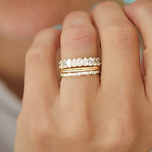 FUNEIA Stackable Gold Rings for Women Non Tarnish Trendy Dainty 14K Gold Plated Stacking Cubic Zirconia Thumb Ring Set Pack Statement Chunky Band Rings Promise Engagement Rings Size 7 8 9 10 11