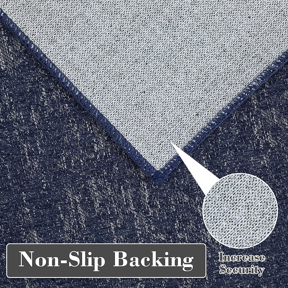 LUXLOOM Washable Runner Rug 2x6 Entryway Rug Modern Non Slip Kitchen Rugs Bathroom Rugs Solid Navy Blue Rugs for Bedroom Throw Rugs Chenille Stain Resistant Carpet for Laundry Hallway 2'x6' Navy Blue