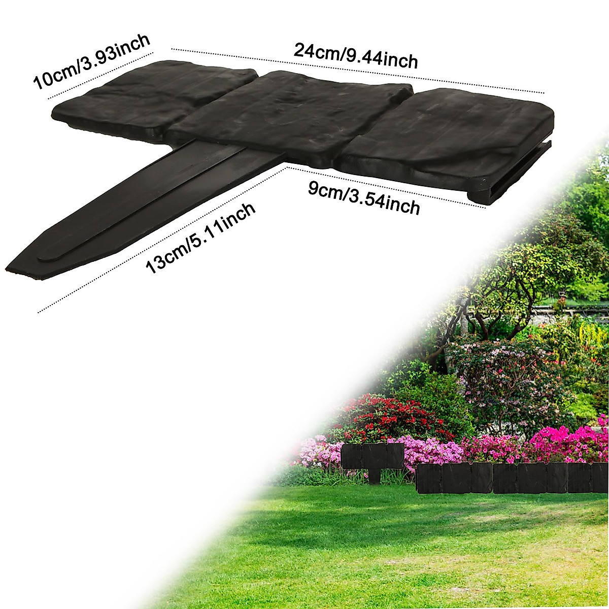 CertBuy Garden Edging Border, 16Ft Garden Landscape Edging Borders, Plastic Garden Fence Edging, Interlocking Landscaping Edging, Lawn Edging Flower Bed Border (20 Pcs, Black)