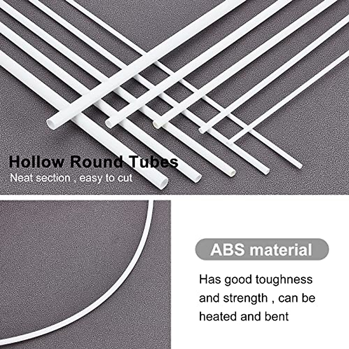 OLYCRAFT 30Pcs ABS Plastic Hollow Round Tubes 15.7" Length White Round Bar Rods 3mm 4mm 5mm 6mm 8mm Round Hollow Bar for DIY Sand Table Architectural Model Making