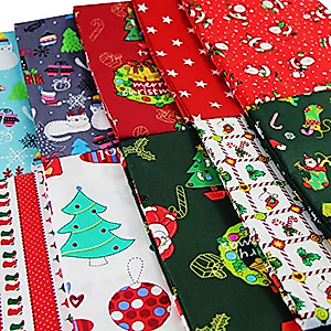 aufodara 10pcs Cotton Craft Fabric Bundles Christmas Patterns Fat Squares Textile Patchwork for Home DIY Decoration Crafts Sewing Quilting Pillows Bags Pennant Handwork (50 x 80 cm, U-01)