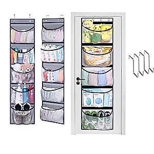 KEETDY 5 Pockets Over the Door Organizer and 5 Large Pockets Over the Door Organizer Hanging Door Storage for Closet