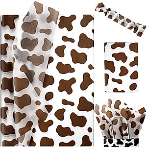 Bolsome 100 Sheets 20 x 14 Inch Brown Cow Print Tissue Paper Highland Cow Print Tissue Paper for for Gift Wrapping, Birthday, Baby Shower, Cow Theme Party DIY Craft