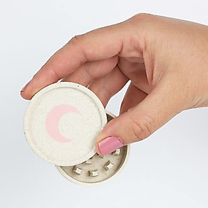 Brando Moon 2-inch Plant-Based Cream Small Crusher - 2 Piece Small Kitchen Cute Crusher with Moon - Made from Plants - Eco-Friendly Low Carbon Kitchen Tool