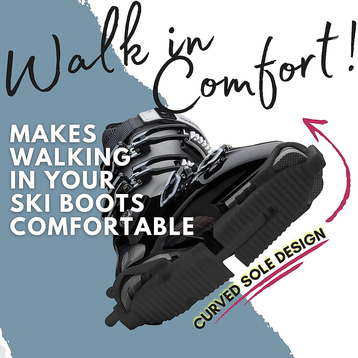 Ski Boot Traction Cleats - (Adult & Youth Sizes, Classic Version) - Adjustable Comfort Soles for Protection While Walking in Skiing Boots, for Men, Women, & Youth (Black, Adult)