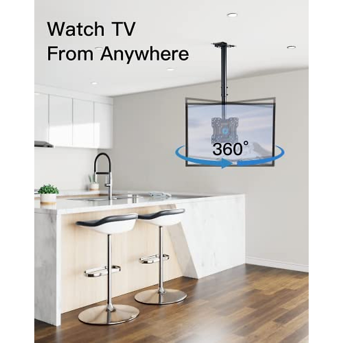 Pipishell Ceiling TV Mount, Full Motion TV Bracket for Most 13-37 inch TVs up to 60 lbs, Hanging TV Mount with Swivel, Tilt, Adjustable Height, Max VESA 200x200mm, PICM1