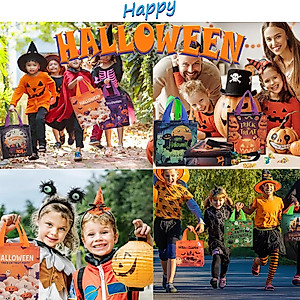 JoJotree 10 Pcs Halloween Trick or Treat Bags, Premium Non-Woven Halloween Tote Bags with Handles, Reusable Goodie Gift Bags Multipurpose Bags for Halloween Party Favors Supplies(9" x 8.6" x 4.3")