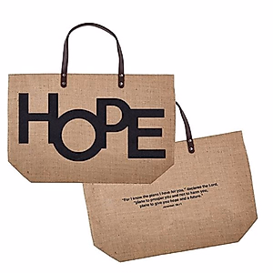 Huge HOPE Religious Quote Jute Beach Tote Bag Shopping Gym Market Weekend Travel