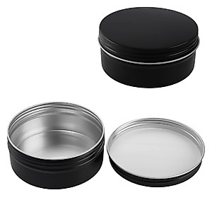 Foraineam 24 Pack 8 oz / 240ml Round Aluminum Tin Cans with Screw Top Lids - Large Metal Empty Tea Storage Case Jars - Spice Salve Hair Wax Cosmetic Cream Containers, Black
