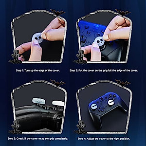 JINGDU Thumb Grip Caps for PS5/PS4 Controller,Switch Pro Controller,Xbox Series X/S, Silicone Joystick Caps Cover for PS5 Controller, Game Controller Accessories,4PCS Skull