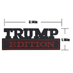 GeeGeeTop Universal Trump Edition Emblem Sticker Replacement Car Truck SUV Compatible with Ford F150 Jeep Dodger Chevrolet Badge Tailgate Badge Front Grille Hood Trunk (Black+Red)