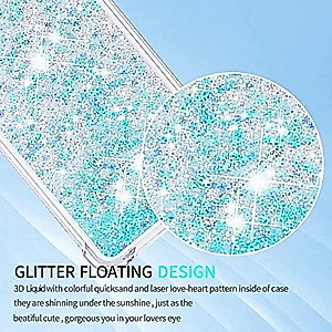 HOUSON Compatible with Samsung Galaxy S21 5G Glitter Case for Girls Women Bling Sparkle Floating Quicksand Soft TPU Luxury Pretty Phone Case, (Blue)