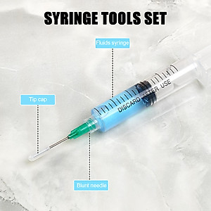 Glue Applicator Syringe Blunt Tip Needle and Cap, with Soft Plastic Tube, Suitable for Ink, Epoxy, Woodworking, Craft, Liquid Dispensing