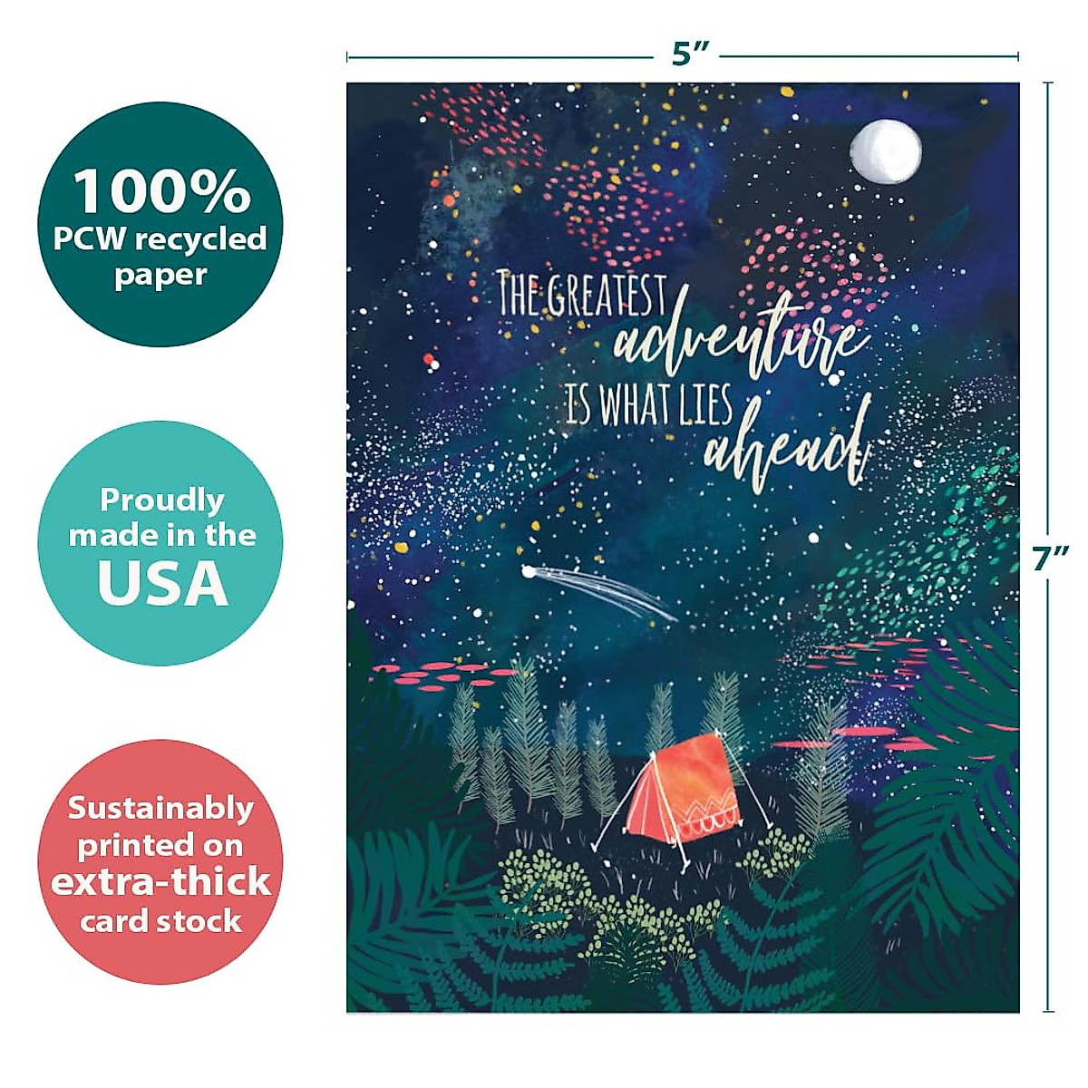 Tree-Free Greetings - Birthday Cards - Artful Designs - 1 Card + Matching Envelopes - Made in USA - 100% Recycled Paper - 5"x7" - The Greatest Adventure (GO65233)