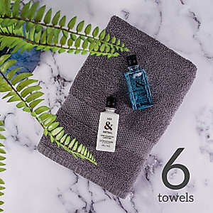 GREEN LIFESTYLE Soft Cotton Towels for Pool, Spa, and Gym Lightweight and Highly Absorbent Quick Drying Towels (24" x 48", Charcoal)