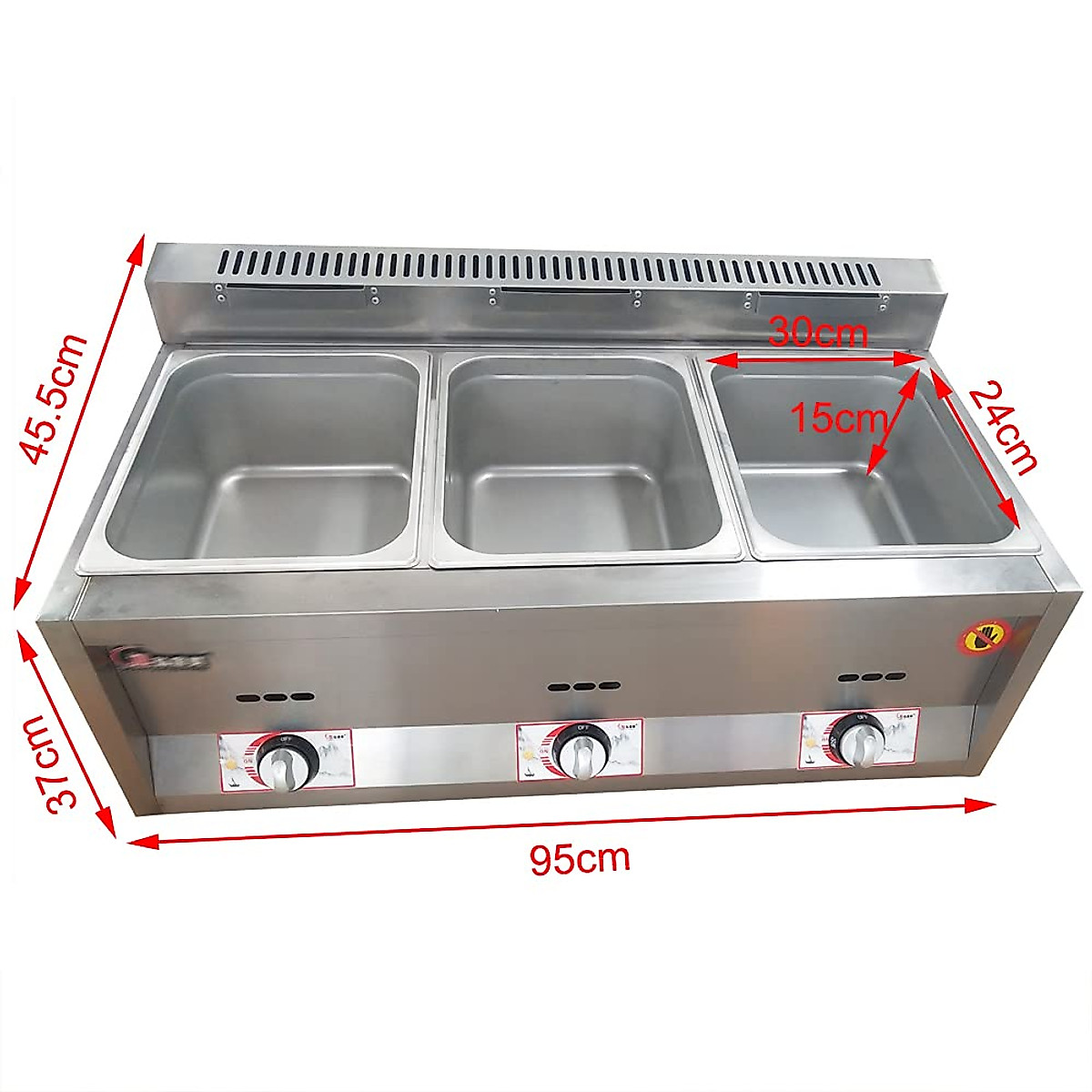 Fetcoi LPG Gas Deep Fryer, Propane LPG Stainless Steel Commercial Countertop Deep Fryer Machine for French Fries Restaurant Home Kitchen, 3 x 6L