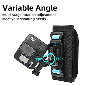 SUREWO Backpack Shoulder Strap Mount with Adjustable Shoulder Pad and 360° Rotating Base Mount Compatible with GoPro Hero 11/10/9/8/7/6 Black,DJI Osmo Action 3,Insta 360 ONE R and Most Action Cameras