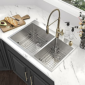33 Kitchen Sink Drop In - Kichae 33 Inch Kitchen Sink Double Bowl 60/40 Stainless Steel 18 Gauge Drop In Top Mount Overmount Kitchen Sink Basin