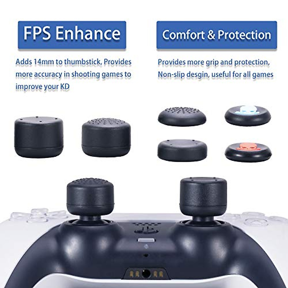 9CDeer 1 Piece of Silicone Transfer Print Protective Cover Skin + 10 Thumb Grips for Playstation 5 / PS5 / Dualsense Controller Foliage Red