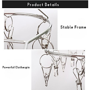 WudTus Sock Dryer Rack, Large Stainless Steel Laundry Drying Rack for Air Drying Sock Hanger, Underwear Hanger, Clothes Hangers (2 Pack Round)