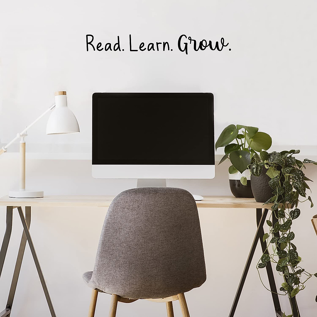 Vinyl Wall Art Decal - Read. Learn. Grow. - 4" x 29" - Trendy Cute Positive Inspiring Good Vibes Quote Sticker for Home Office Kids Room Playroom Classroom School Coffee Shop Library Decor (Black)