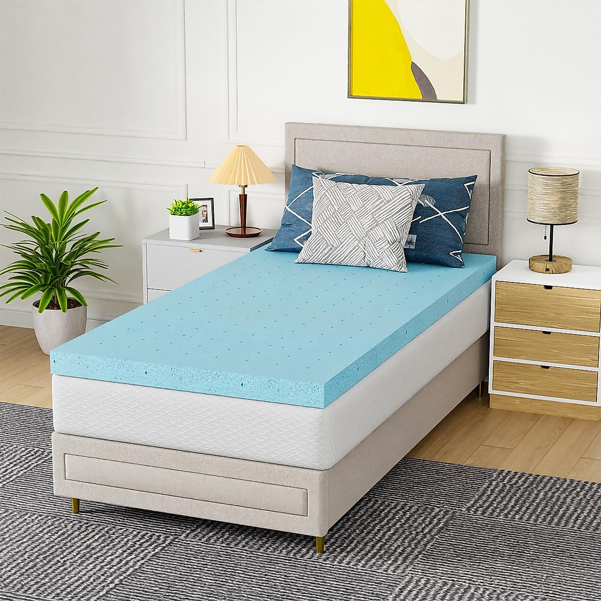 3 Inch Gel Memory Foam Mattress Topper, Mattress Topper, Memory Foam Mattress Pad, Cooling Gel Infused Mattress Topper, Soft Mattress Pads for Sleeper Sofa (Twin)