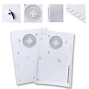 Cover Plates with Cooling Vents for PS5 Disc Edition Console, Playstation 5 Accessories Face Plates Side Panels Shell Replacement Protective Faceplates (Disc White)