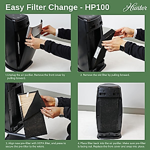 Hunter Fan Company HP100GRS Air Purifier, Small Tower, Gray & Silver