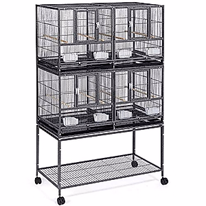 Topeakmart 2 Pack Divided Breeder Parakeet Canary Lovebird Finch Budgie Bird Cages W/Rolling Stand