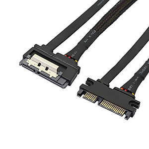 GELRHONR 22Pin SATA Power Extension Cable,22 Pin（7+15） Sata Male to Female Data and Power Combo Extension Cable with Locking Latch,for HDD,SSD,Optical Drives, DVD Burners, PCI Cards-0.3M(6Gbps/s)