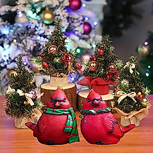 Christmas Cardinal Red Bird Lights 2pcs Garden Lantern Yard Decoration, Christmas Tree Hanging Decoration Battery Powered
